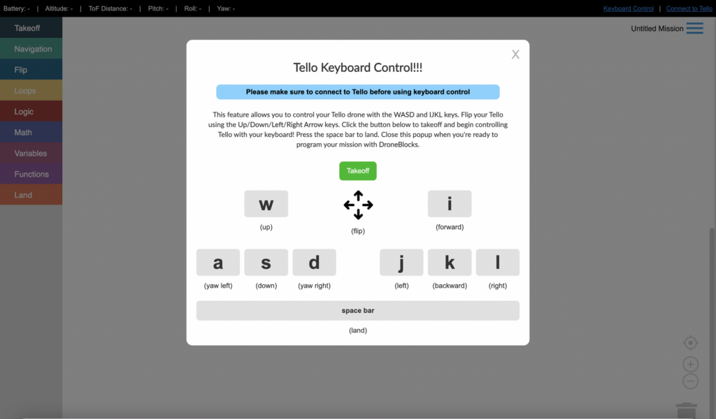 Update Alert! DroneBlocks Manual Keyboard Control | DroneBlocks