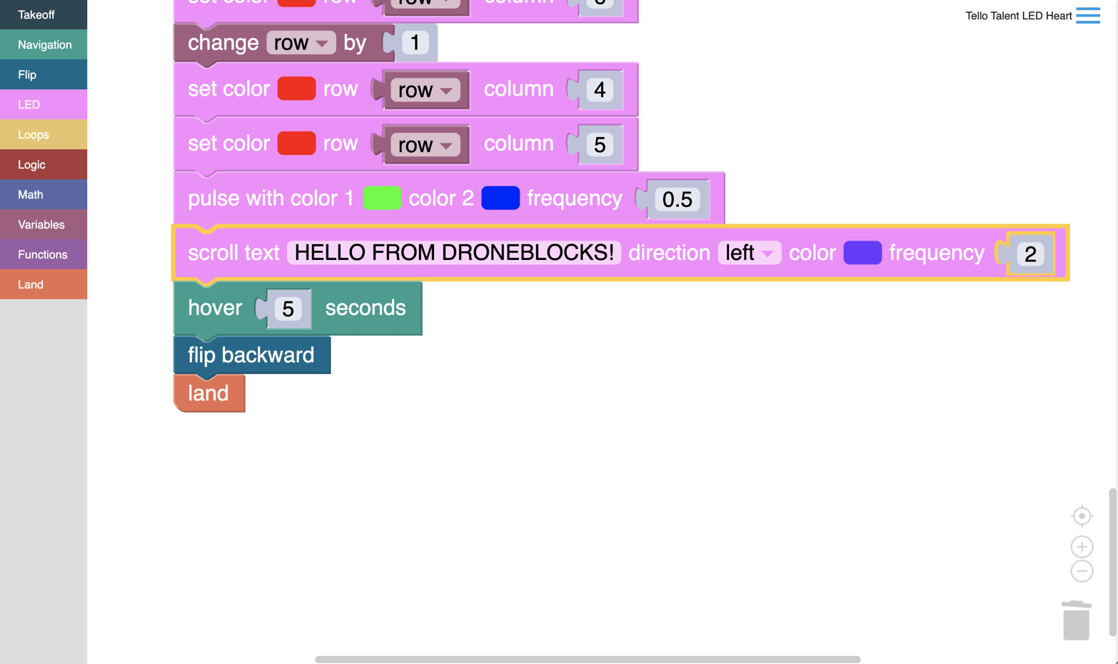 Programming Tello Talent (aka Robomaster TT) LED Board with DroneBlocks | DroneBlocks